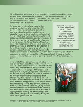 Re-Connecting the World's Children To Nature | PDF