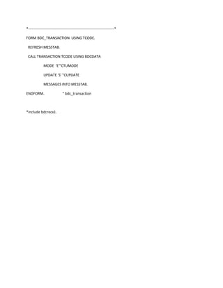 Call transaction method of BDC | DOCX | Computing | Technology & Computing