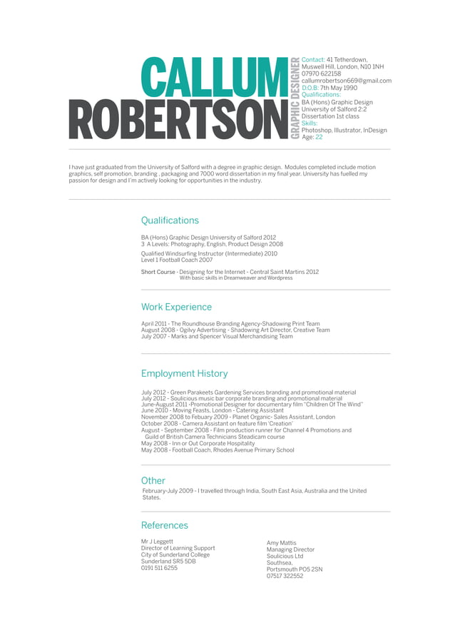 Callum Robertson CV | PDF