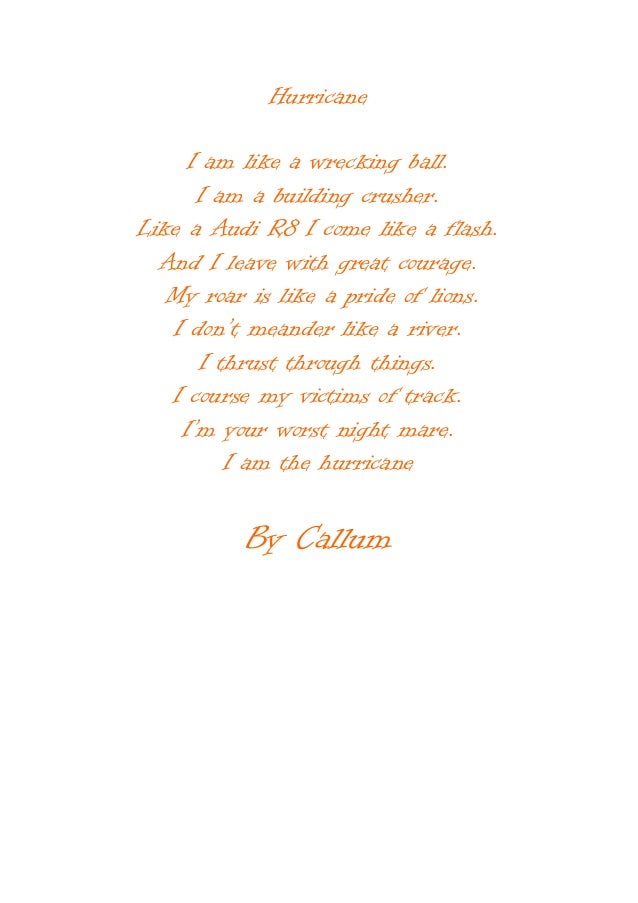 Callum's hurricane poem