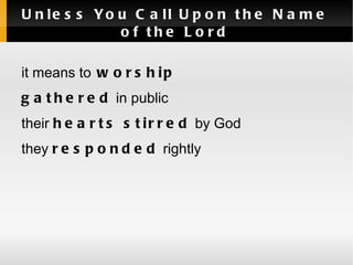 Call Upon the Name of the Lord | ODP