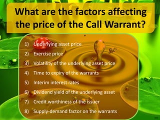Islamic Investment : Call warrant | PPTX