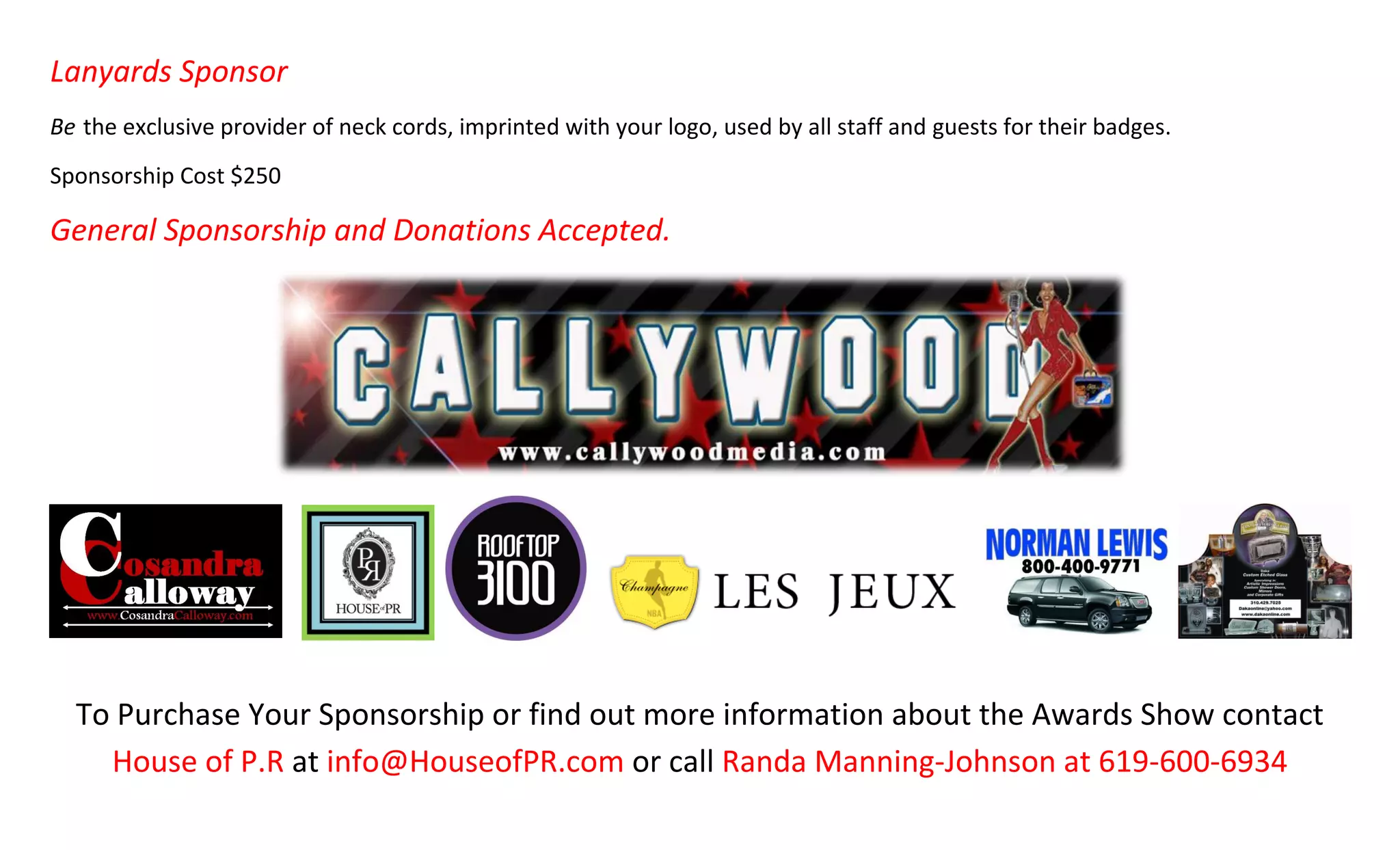 Callywood awards sponsorship package | PDF