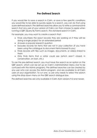 Calm Tips & Tricks – Axiell Training | PDF