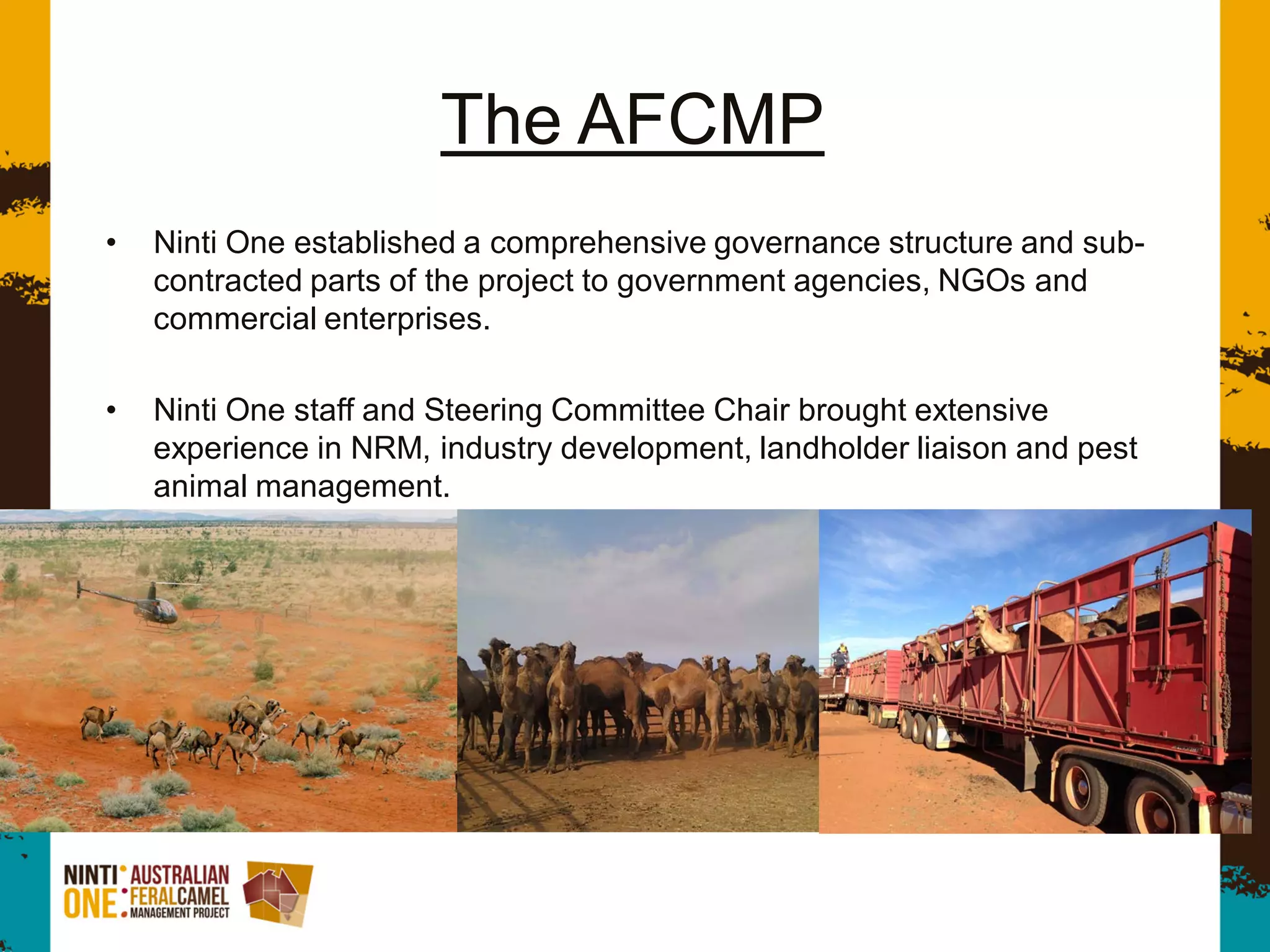 Tom Calma: 'Ninti One and its involvement in the AFCMP'. Reducing feral ...