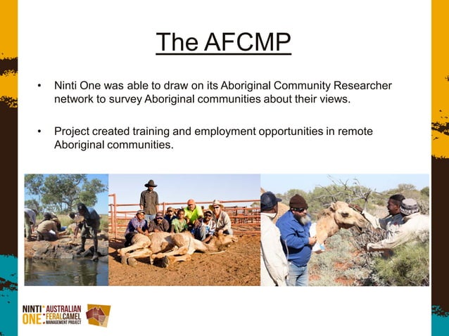 Tom Calma: 'Ninti One and its involvement in the AFCMP'. Reducing feral ...