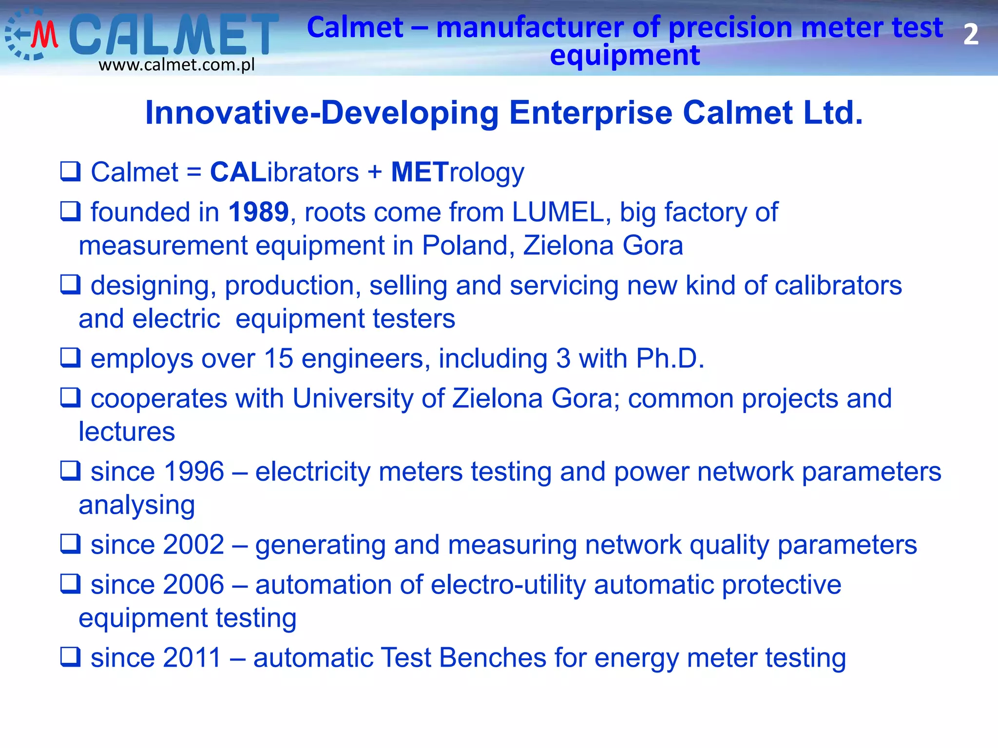 Calmet testing energy-measurement-equipment | PPTX