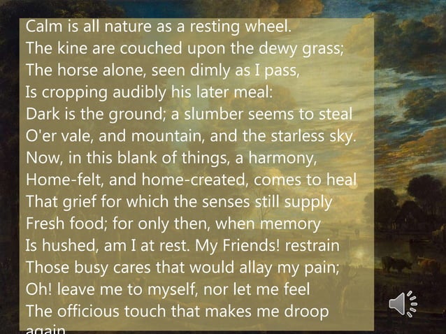 Analysis of the poem: Calm is all nature as a resting wheel, by ...