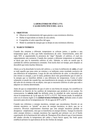 Calor especifico del agua | DOC