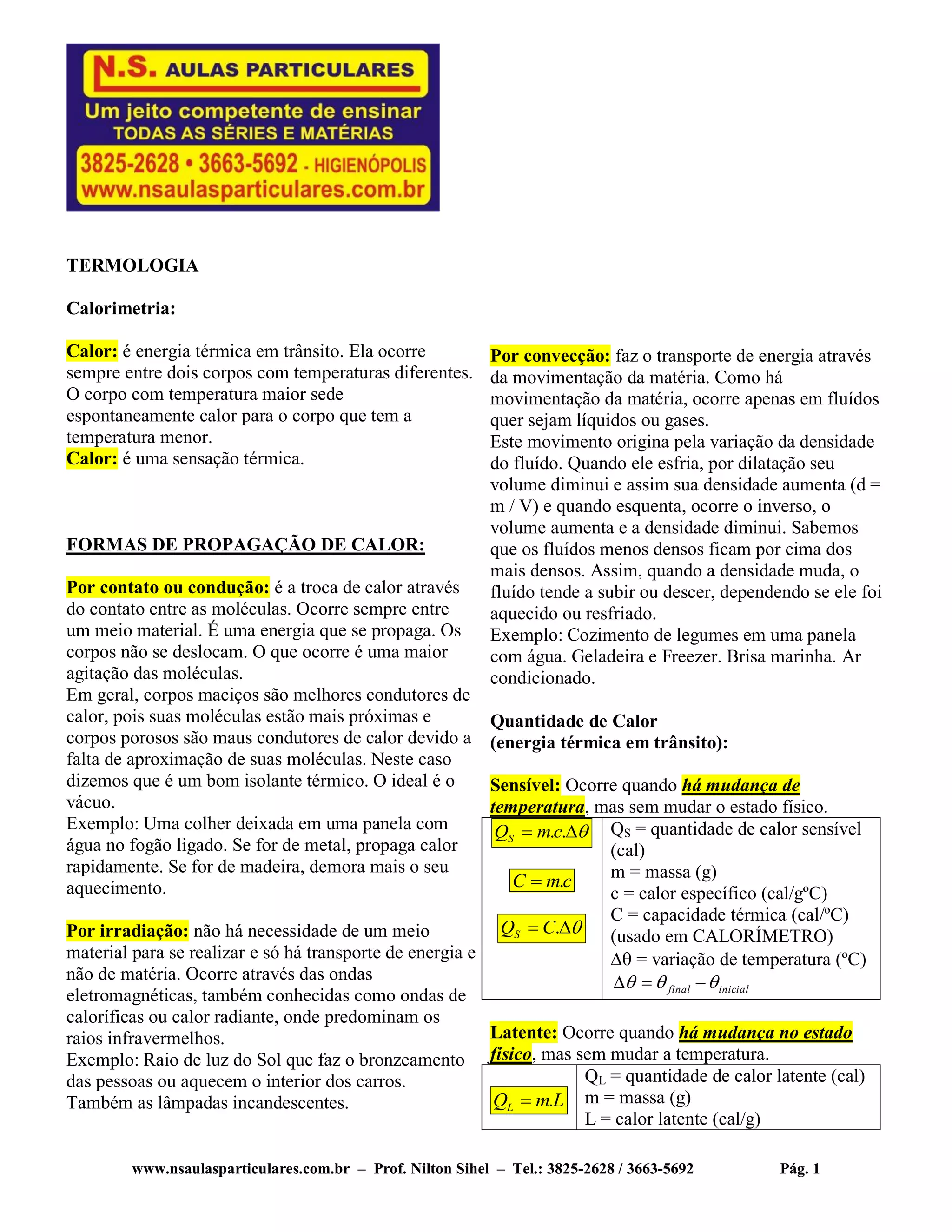 Calorimetria resumo | PDF