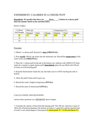 Calorimetry Lab | DOC