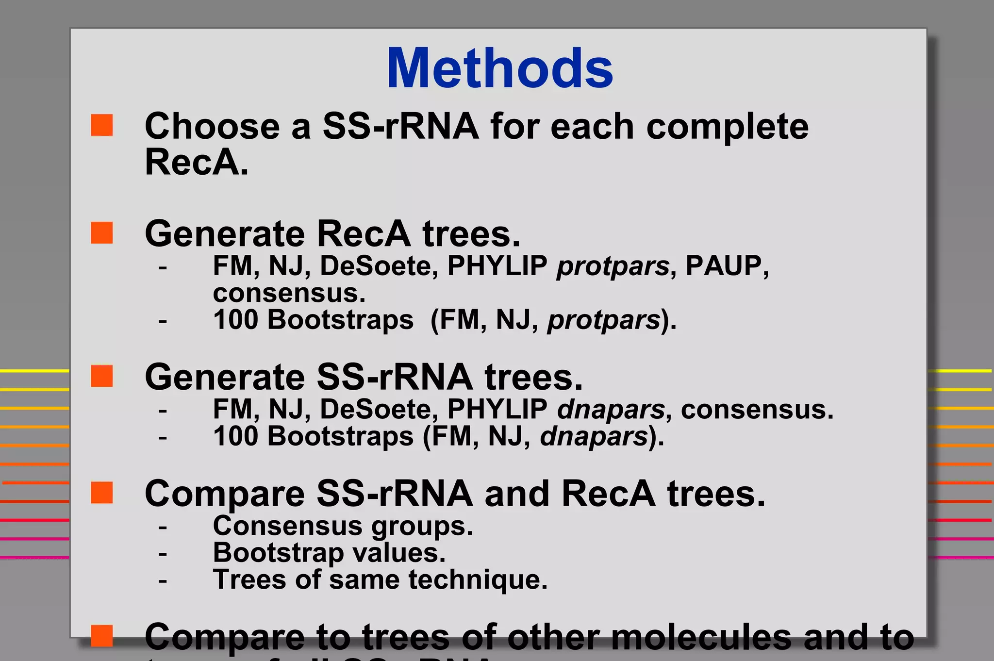 Evolution of the RecA Protein: from Systematics to Structure 1995 talk ...