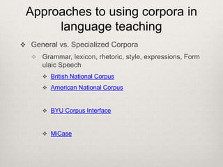 How to Use Corpora in Language Teaching | PPTX