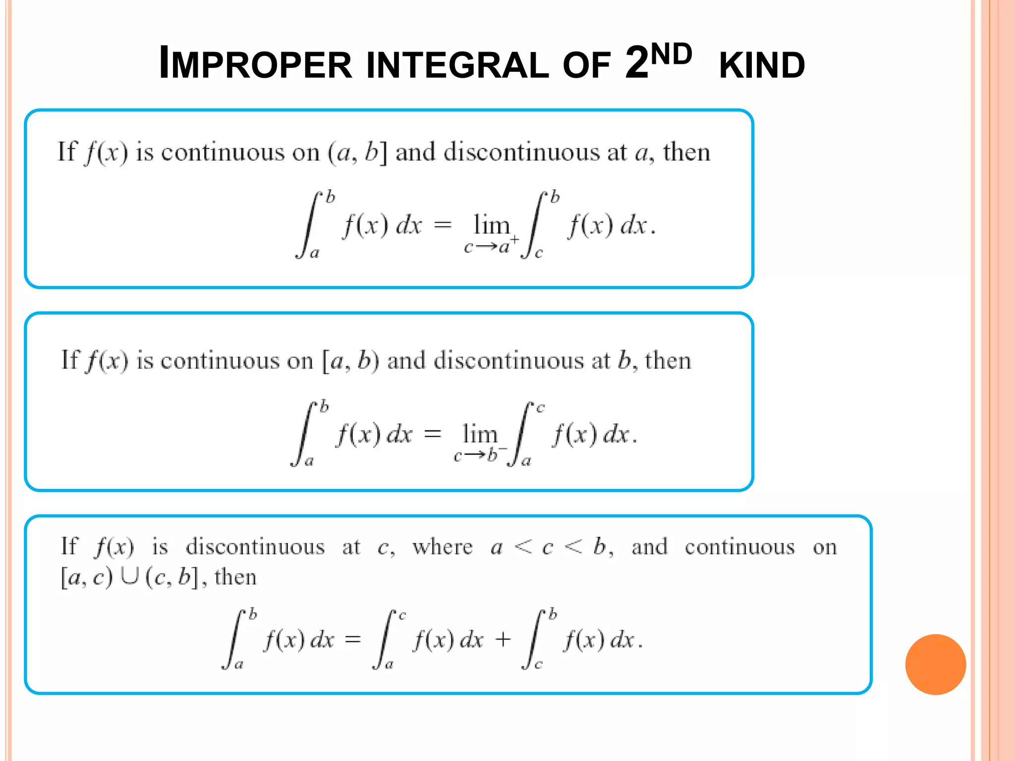 1st, 2nd kind improper integrals | PPTX