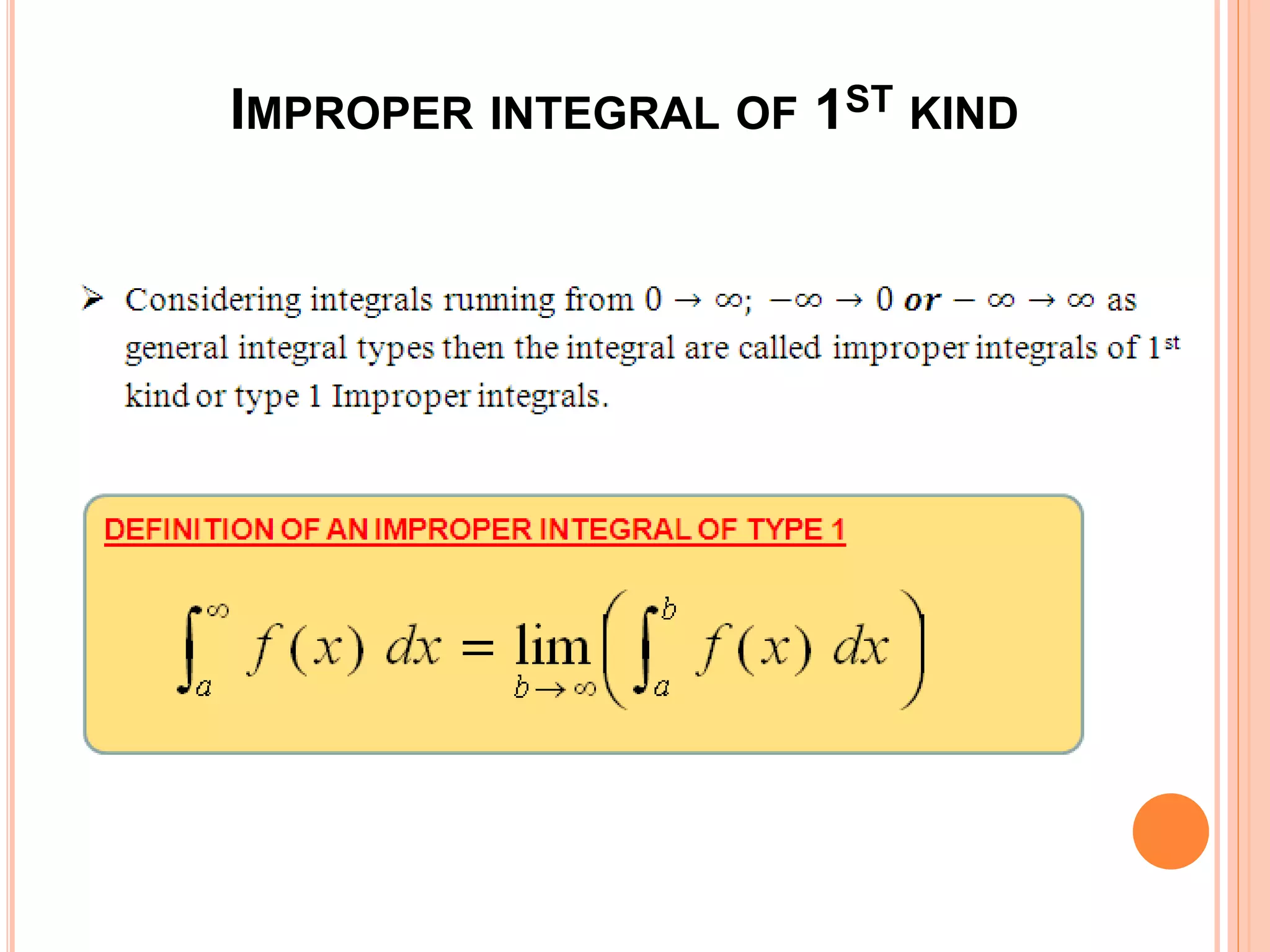 1st, 2nd kind improper integrals | PPTX