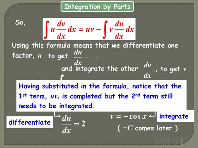 Integration by parts to solve it clearly | PPT