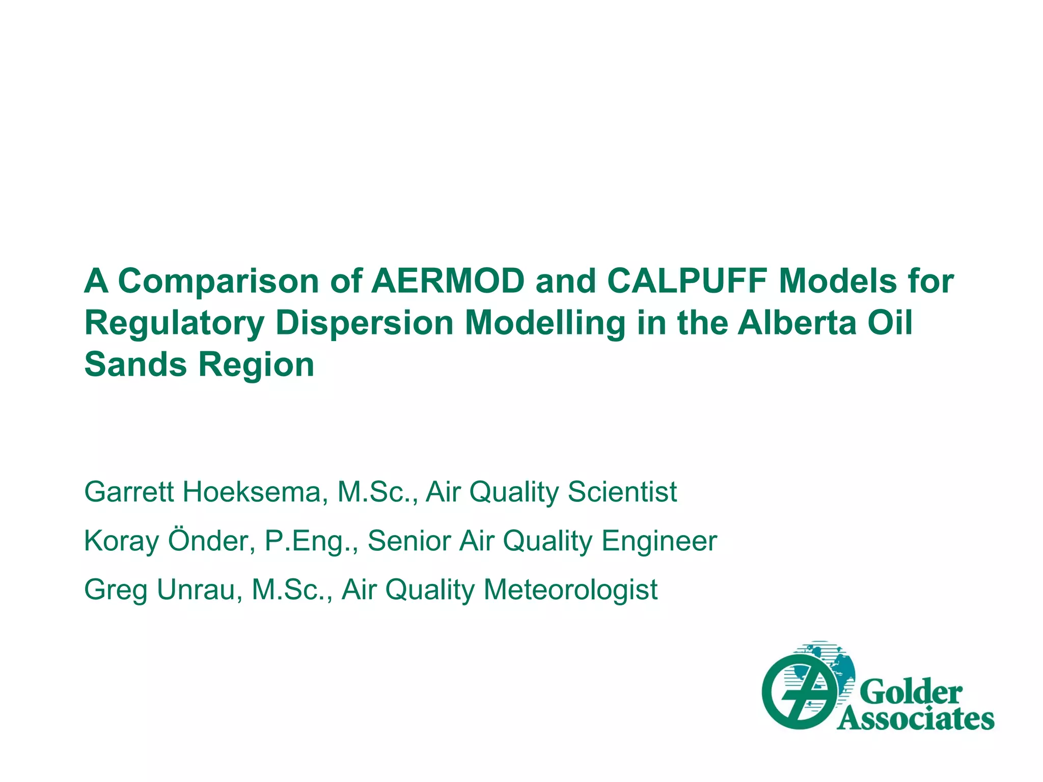 CALPUFF versus AERMOD comparison | PPT