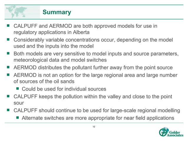 CALPUFF versus AERMOD comparison | PPT | Weather | Science