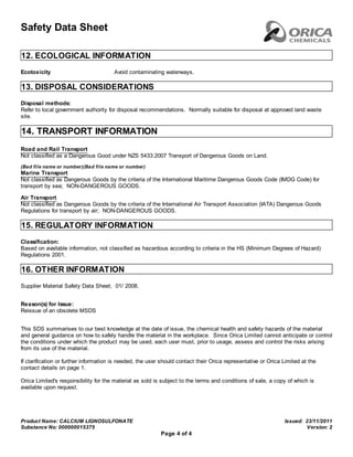Cals msds | PDF