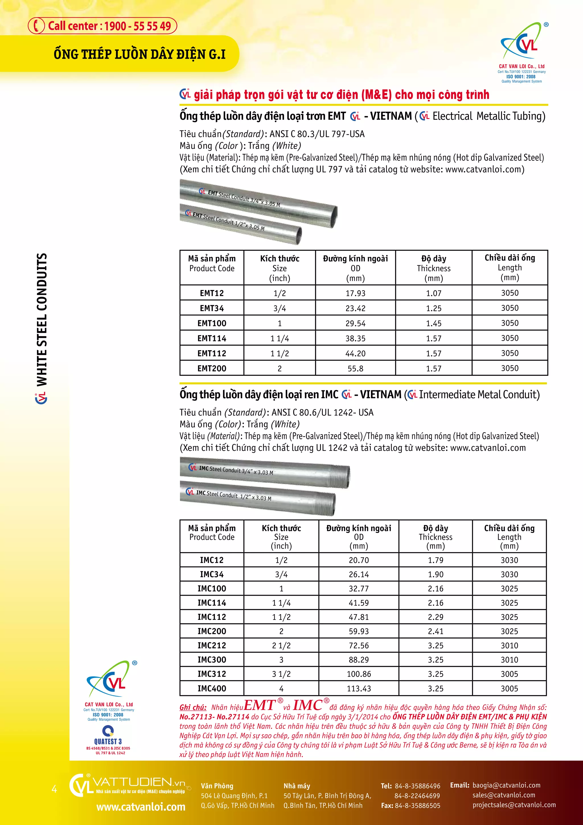 CATALOG ống thép luồn dây điện- steel conduit - ống ruột gà lõi thép - flexible conduit - wire ...