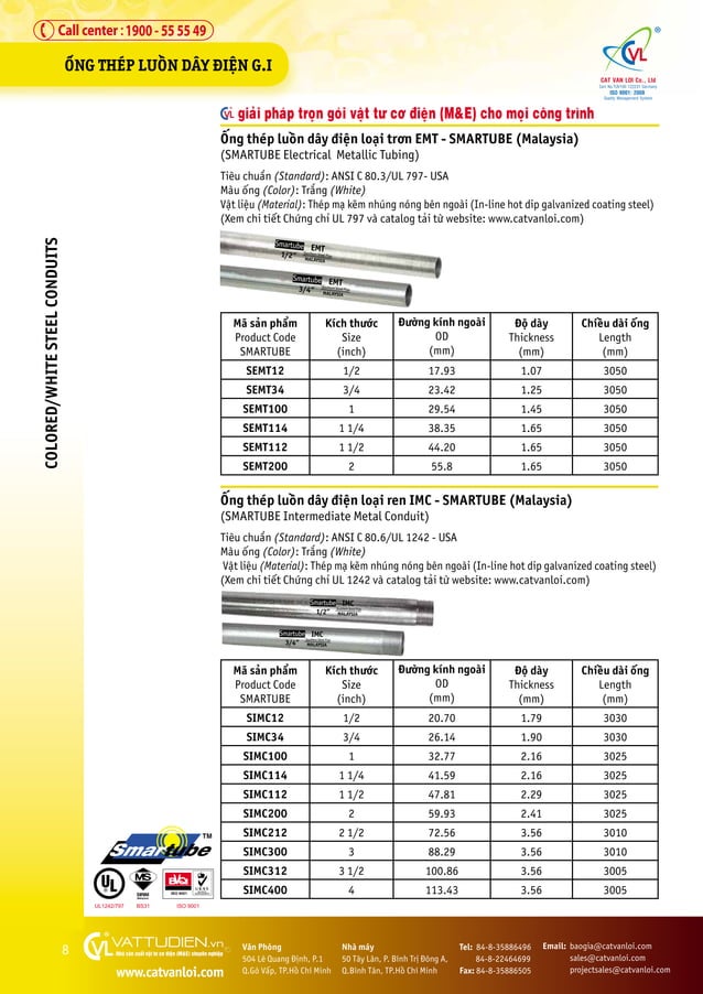 CATALOG ống thép luồn dây điện- steel conduit - ống ruột gà lõi thép - flexible conduit - wire ...
