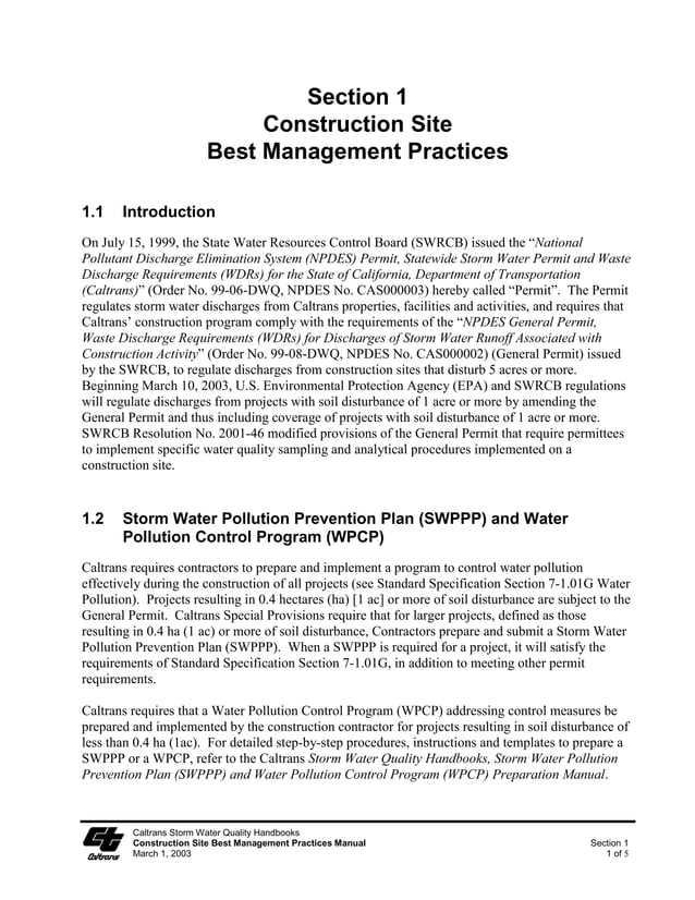 Cal Trans Bmp Handbook | PDF | Civil Engineering Industry | Industries