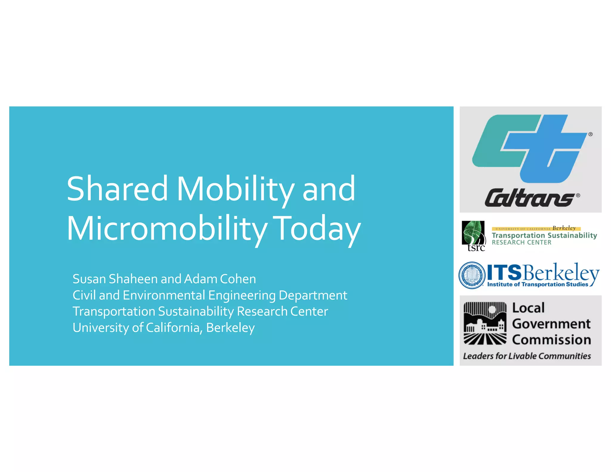 Shared Mobility and Micromobility Today | PDF