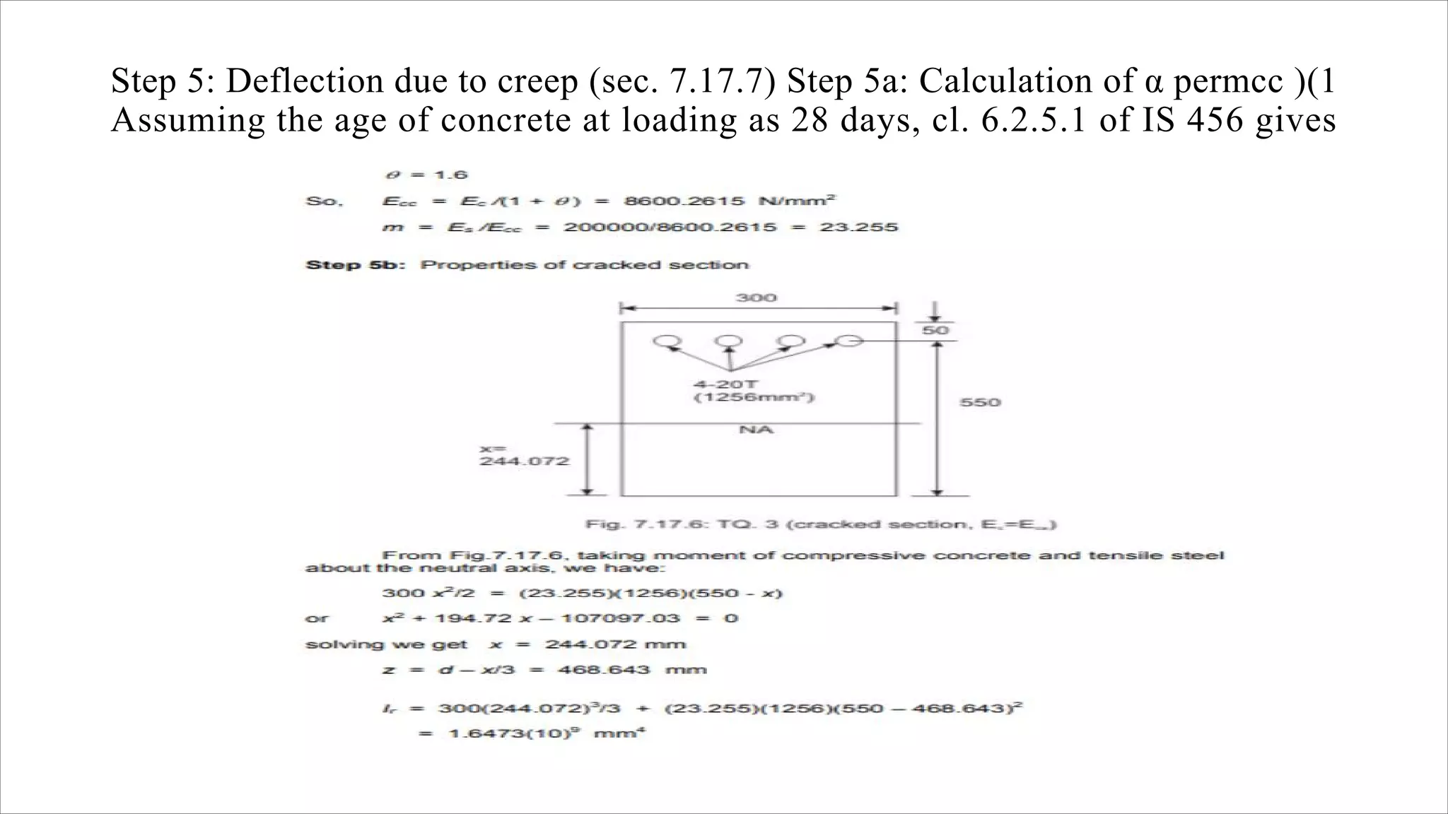 Calulation of deflection and crack width according to is 456 2000 | PDF