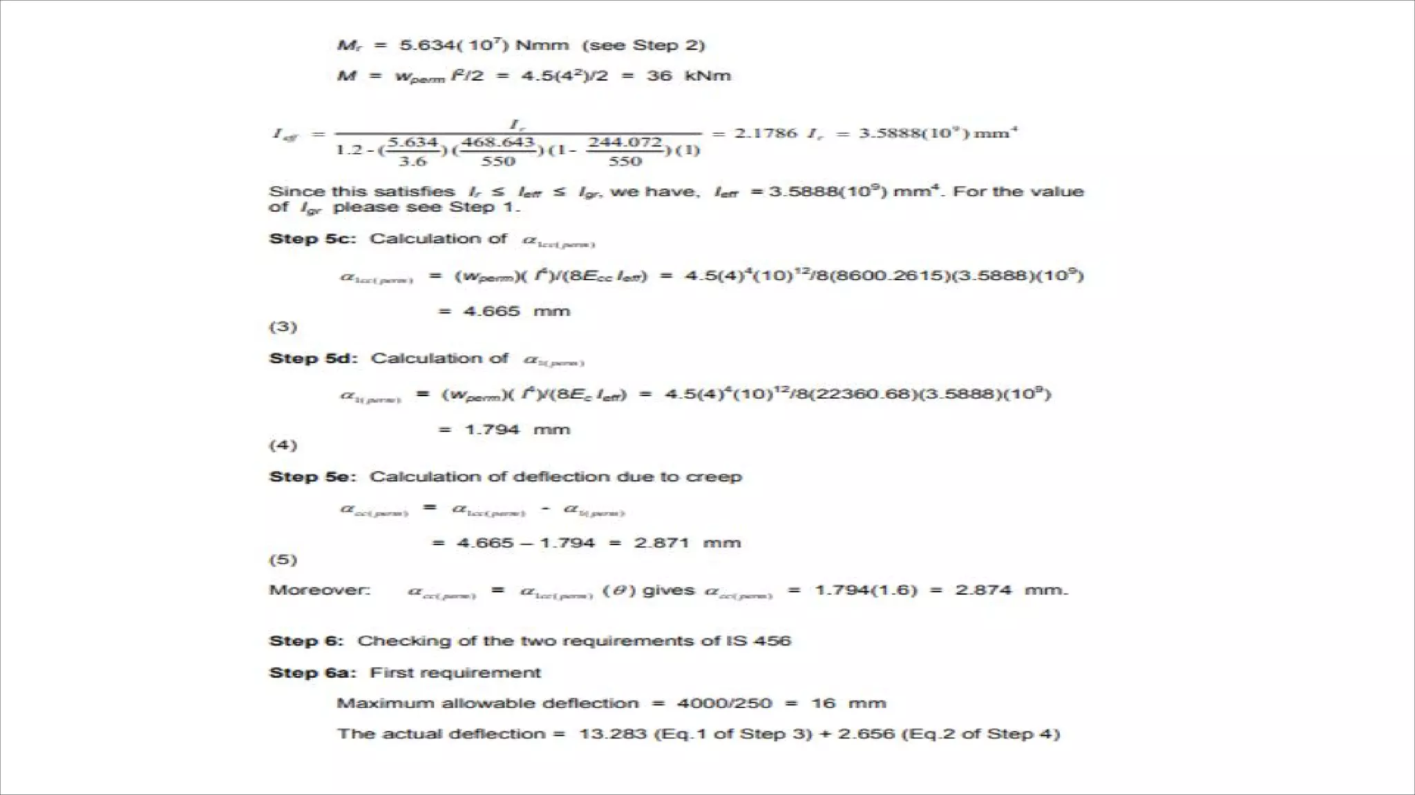 Calulation of deflection and crack width according to is 456 2000 | PDF
