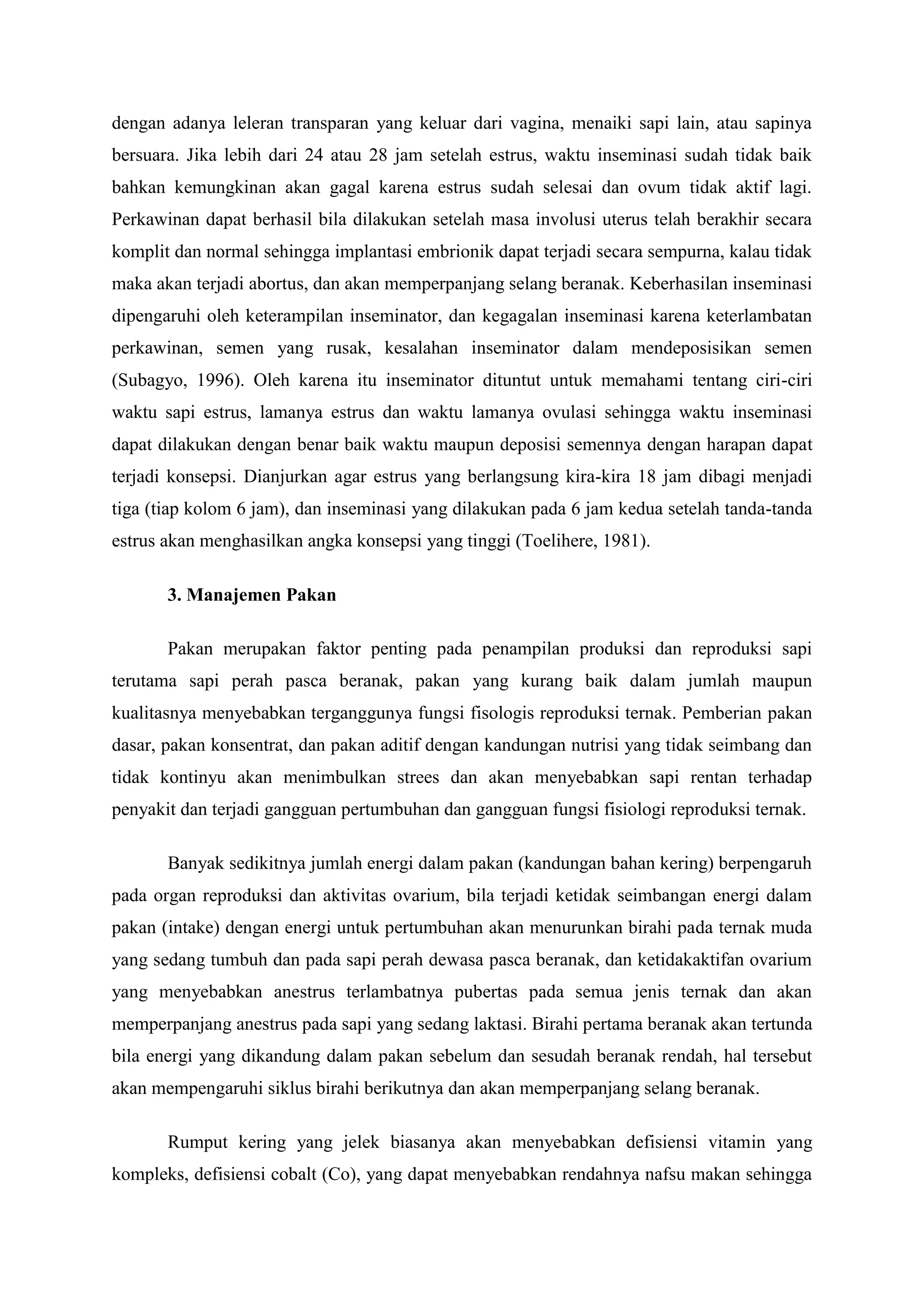 Calving interval pada sapi | DOCX