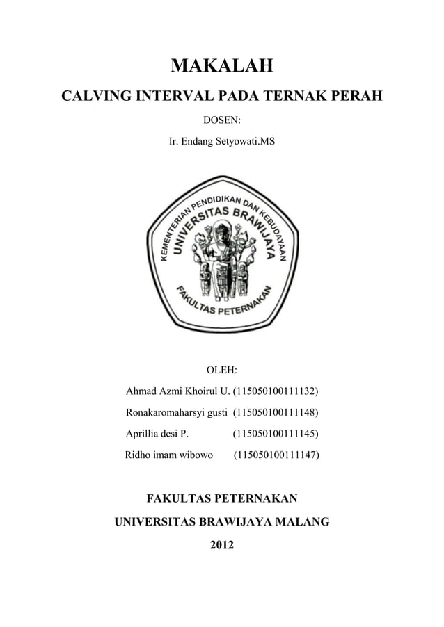 Calving interval pada sapi | DOCX