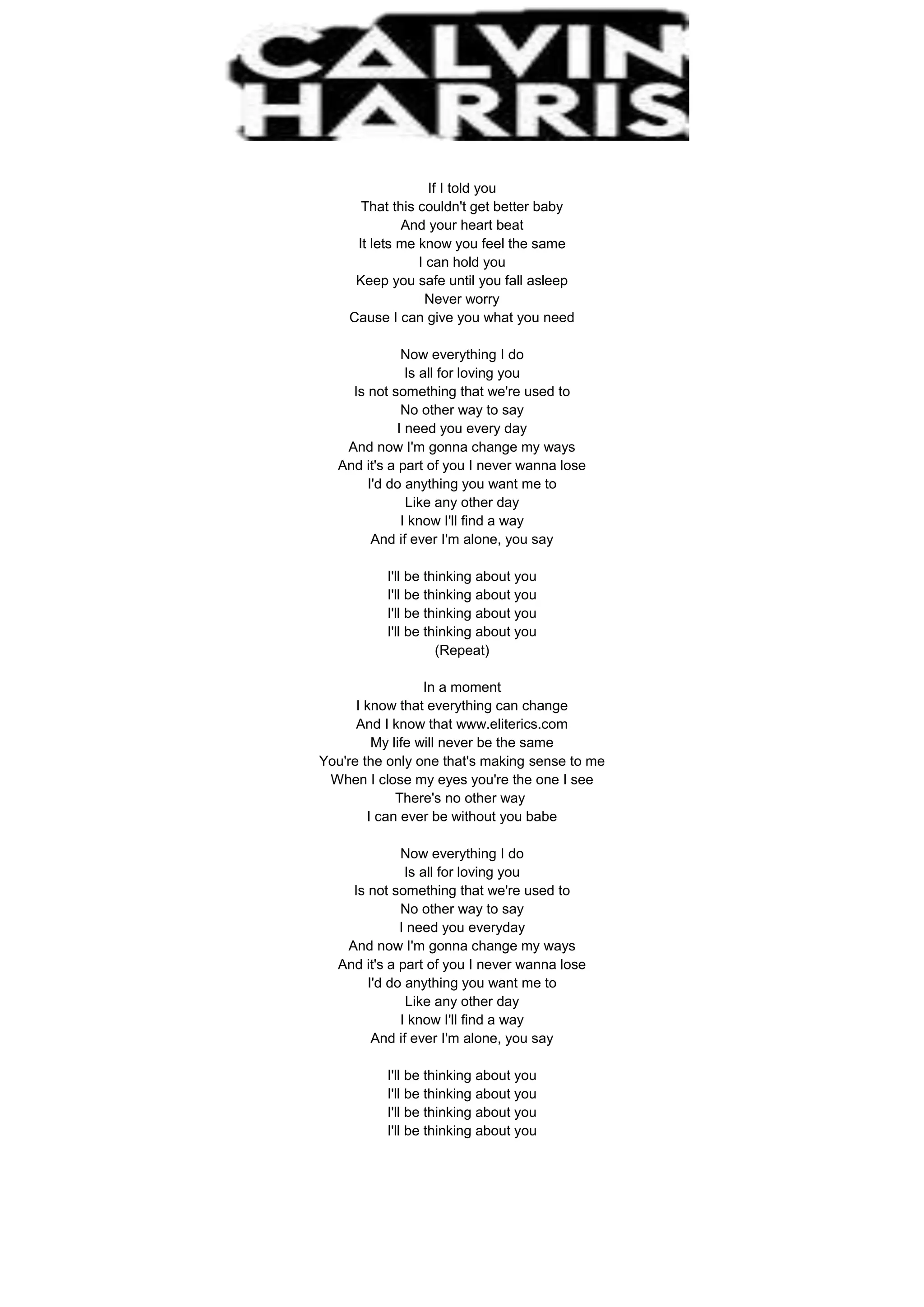 Calvin harris lyrics | DOCX