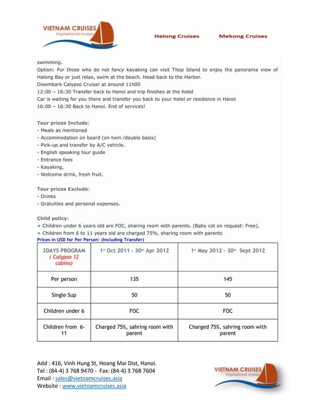 Calypso cruiser 02days | PDF