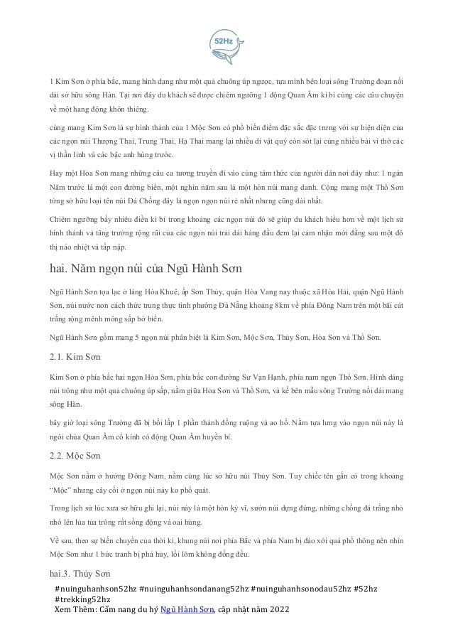 Cam Nang Tham Quan Nui Ngu Hanh Son Da Nang Phun Lua Xuantien52hz | PDF