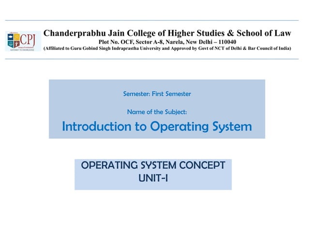 Introduction to operating system | PPT