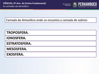 CAMADAS DA ATMOSFERA CAMADAS DA ATMOSFERA | PPT