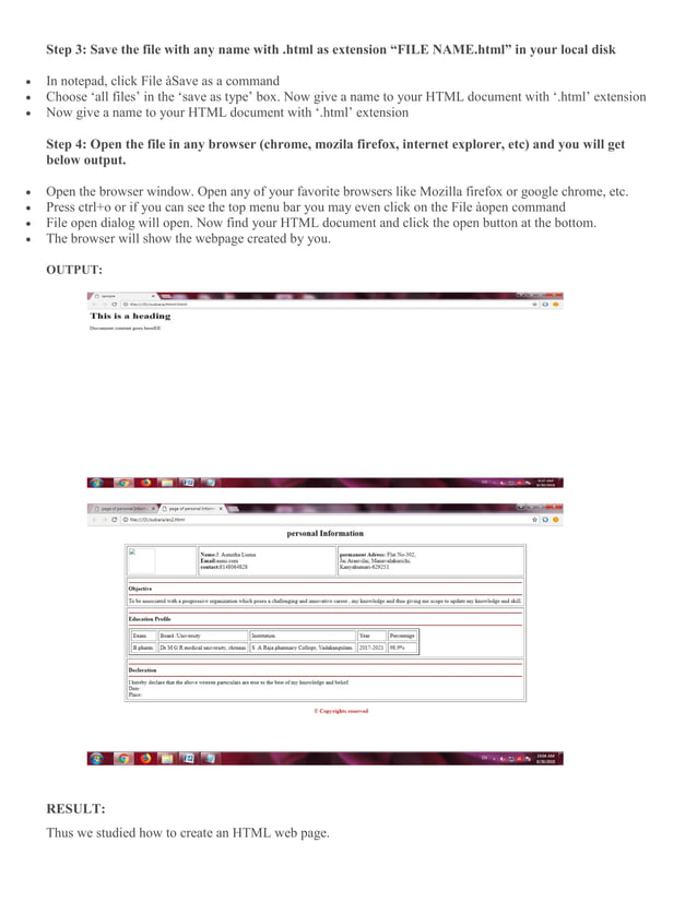 COMPUTER APPLICATIONS IN PHARMACY LAB MANUAL.pdf | Web Design and HTML | Internet