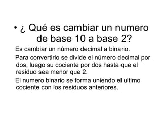 Cambio de Bases Numéricas. | PPT