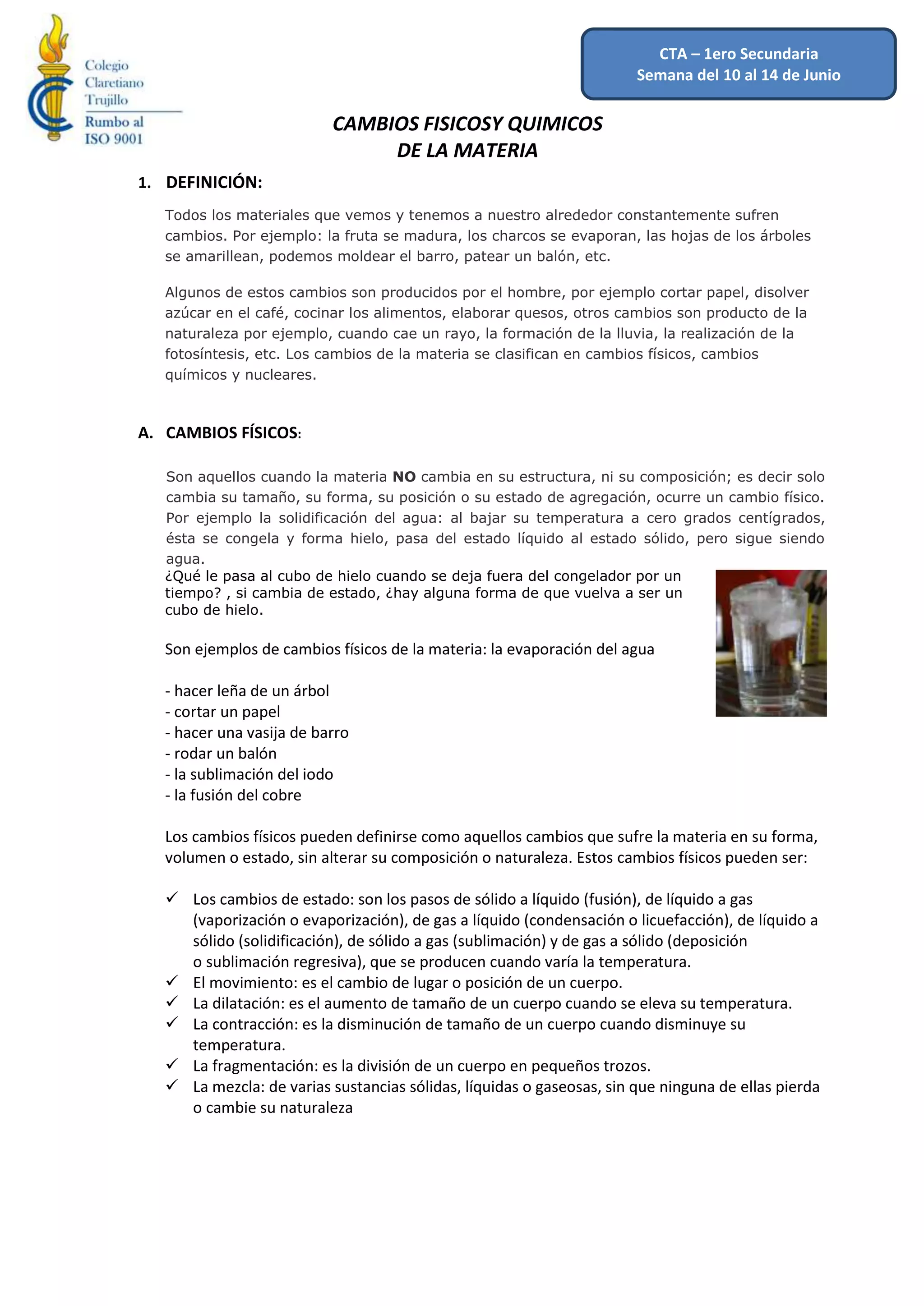 Cambio físicos y químicos | PDF