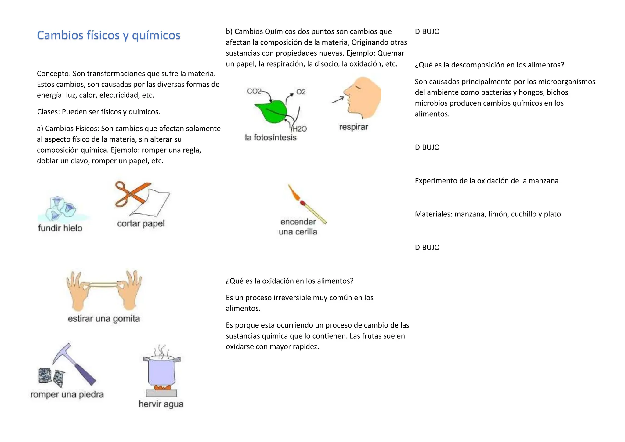 Cambios físicos y químicos de la materia | PPT