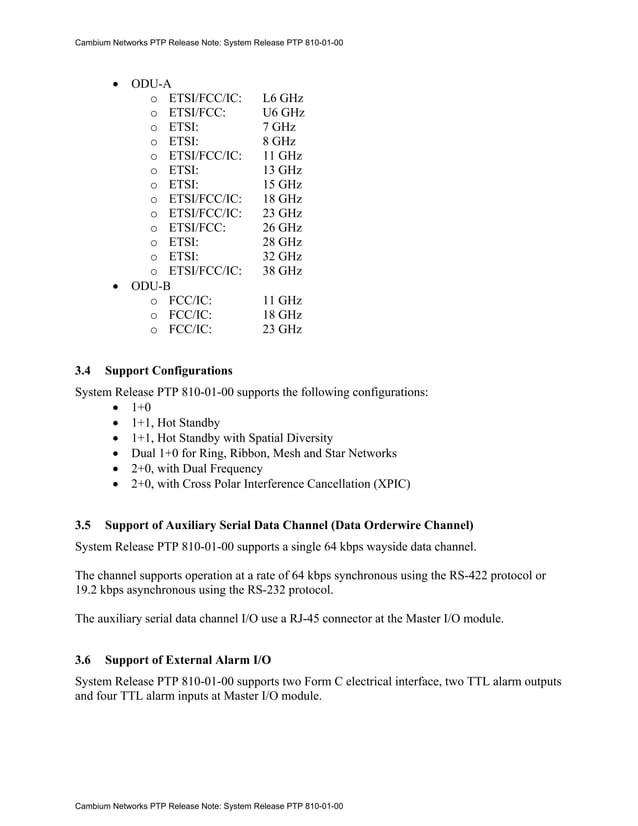 Cambium network ptp 810 series 01 00 system release note | PDF