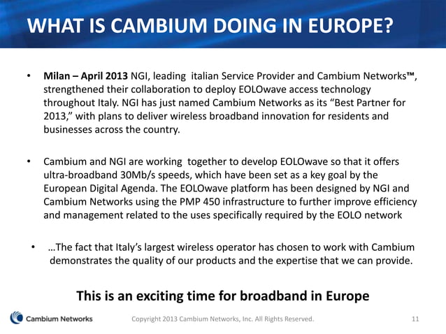 Cambium Networks INCA 29-10-14 | PPT