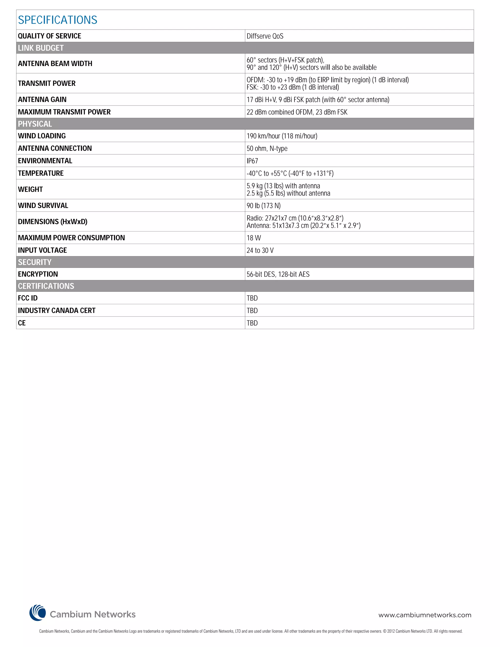 Cambium networks pmp_450_access_point_specification | PDF