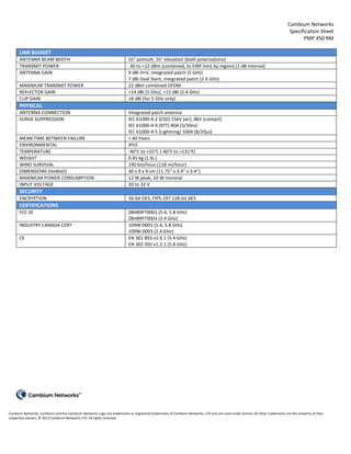 Cambium networks pmp 450 rm spec sheet 091613 | PDF
