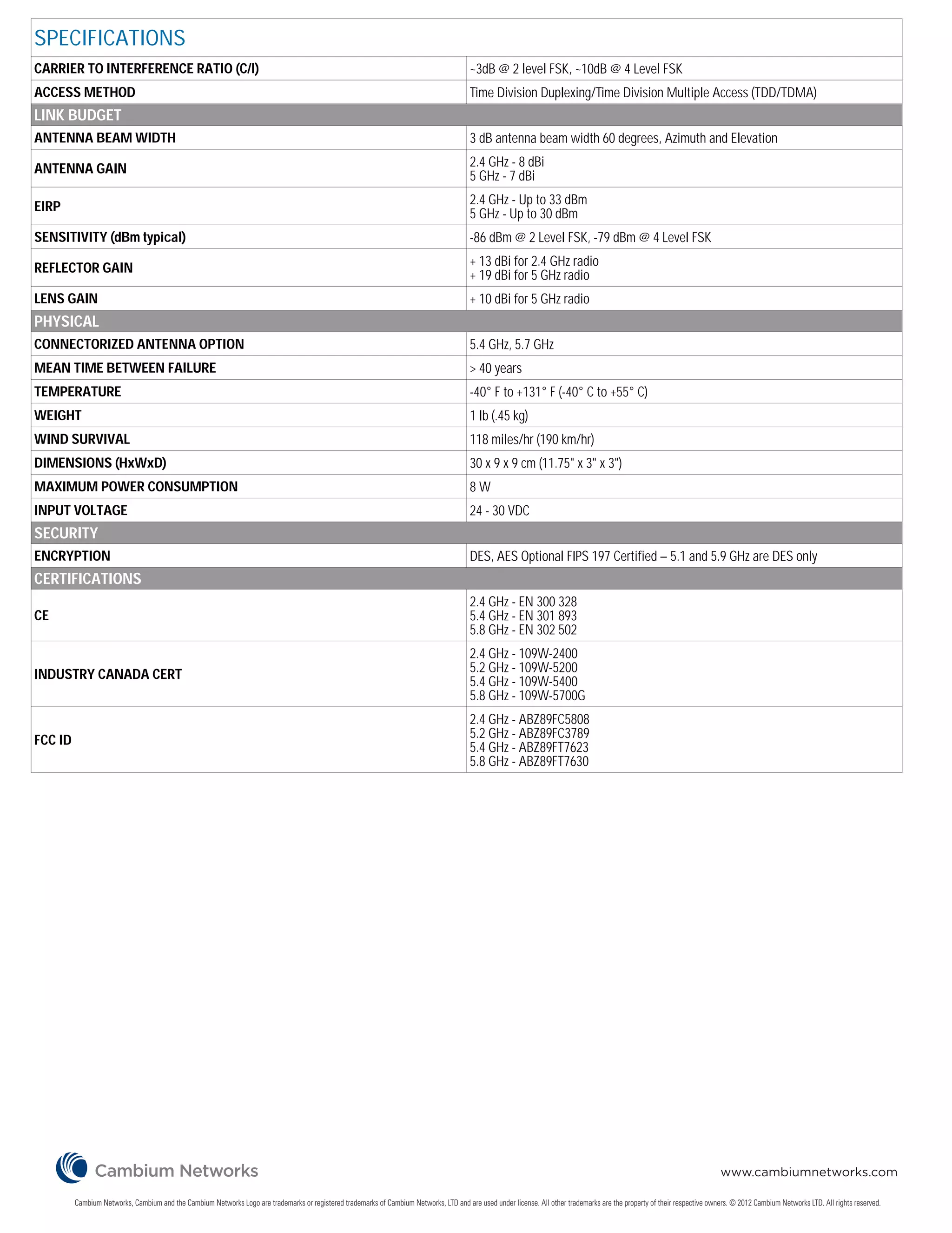 Cambium Networks Ptp 100 Specification Pdf