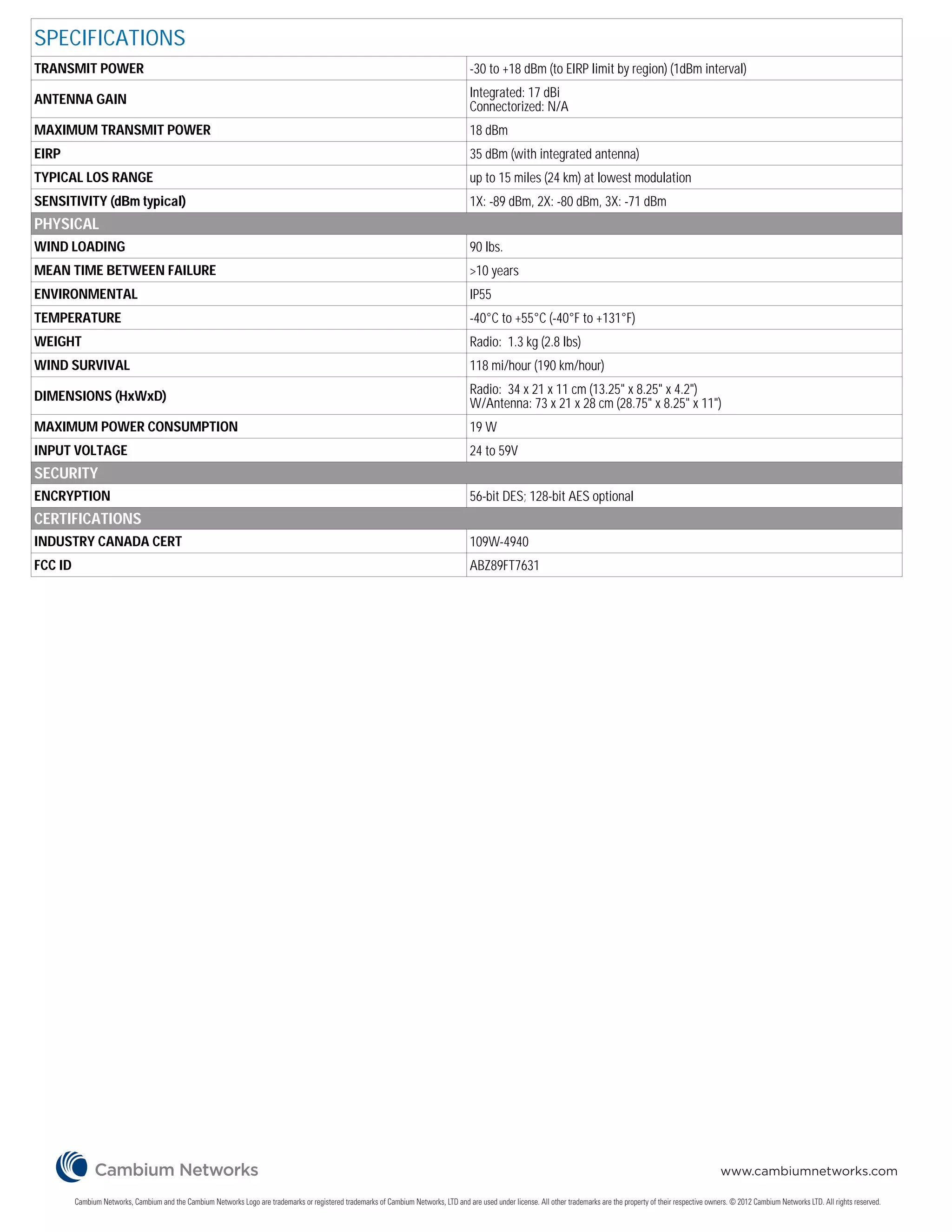 Cambium Networks Ptp 200 4 9 G Hz Specification Pdf