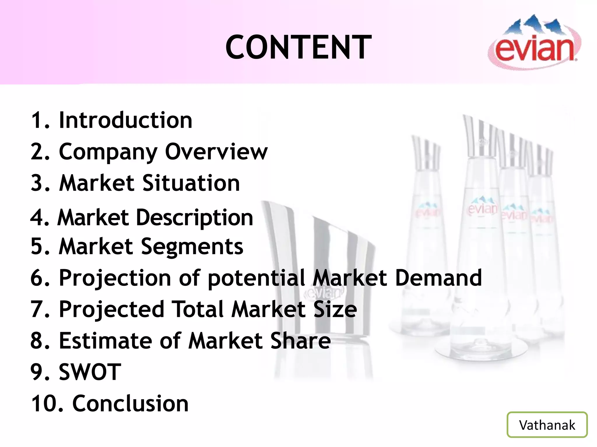 EVIAN mineral water Cambodia market analysis - | PPTX | Business | Business and Finance