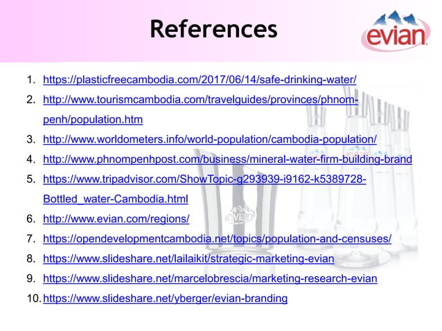 EVIAN mineral water Cambodia market analysis - | PPTX | Business | Business and Finance
