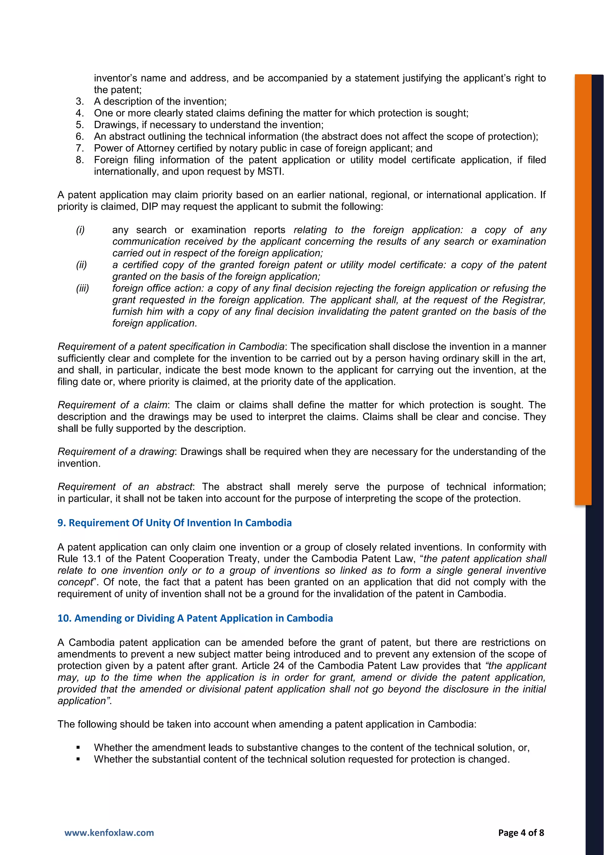 Cambodia - Patents and Utility Models Guide | PDF