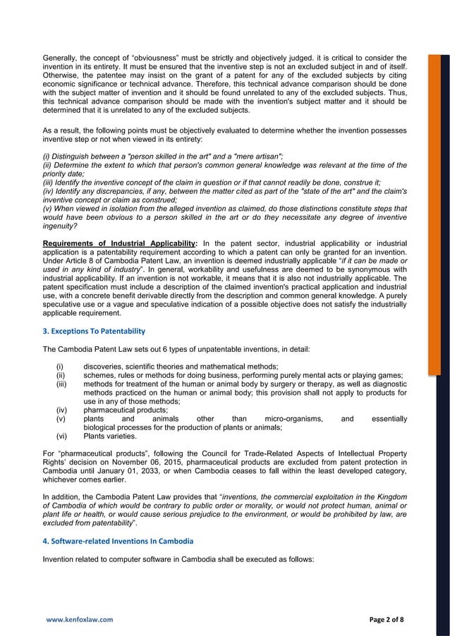 Cambodia - Patents and Utility Models Guide | PDF | Law
